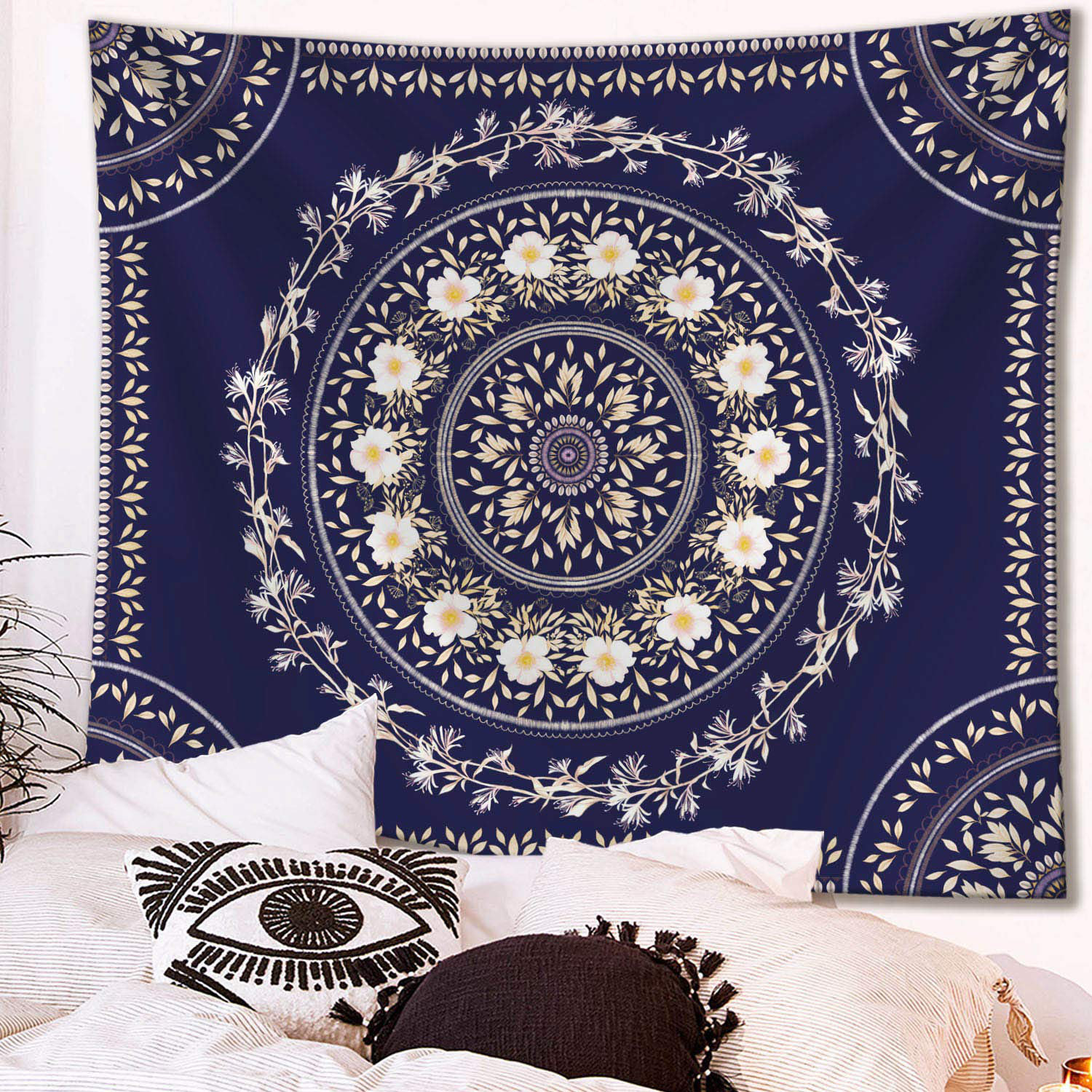 PET SUPPLY PLUS INC Bohemian Tapestry Wall Hanging, Mandala Floral Medallion Hippie Tapestry ...